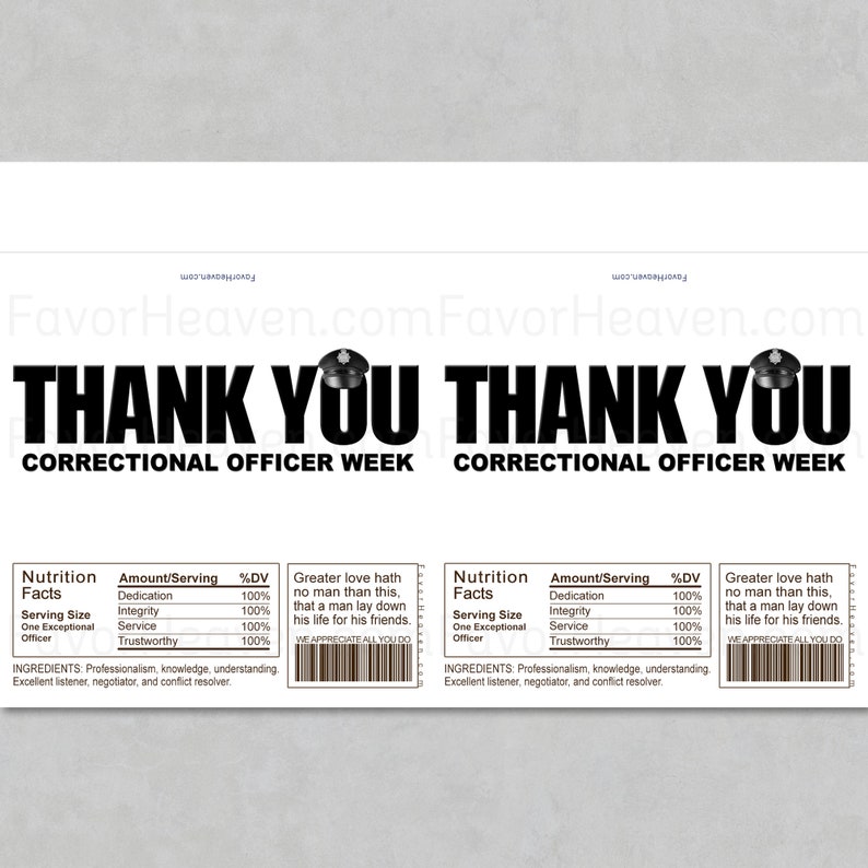 Grey CORRECTIONAL OFFICER THANK You Digital Download Printable ...