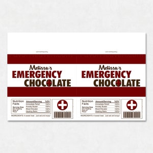 PERSONALIZED EMERGENCY CHOCOLATE Digital Download Printable Chocolate ...