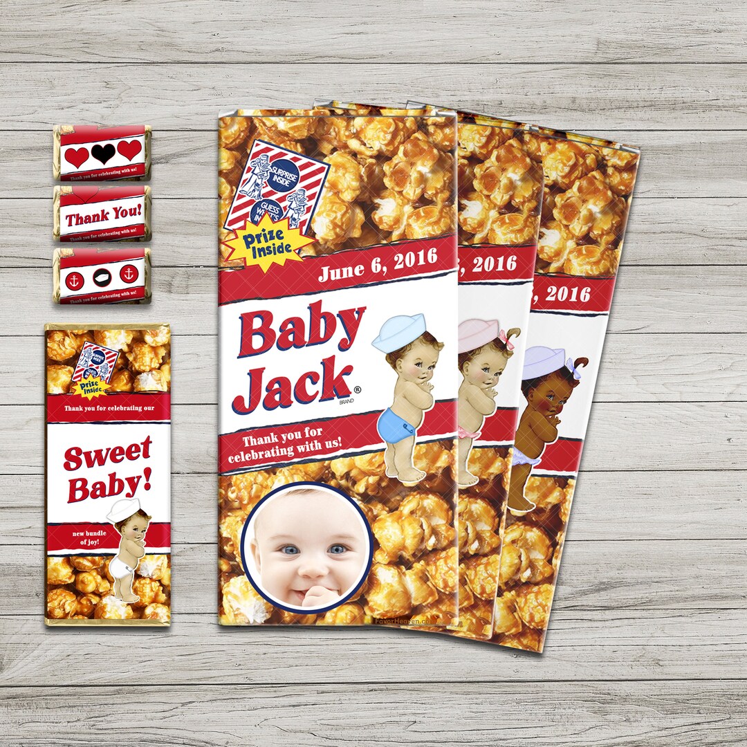 12 Cracker Jack Stickers Box Labels Candy Wrappers Personalized Birth ...