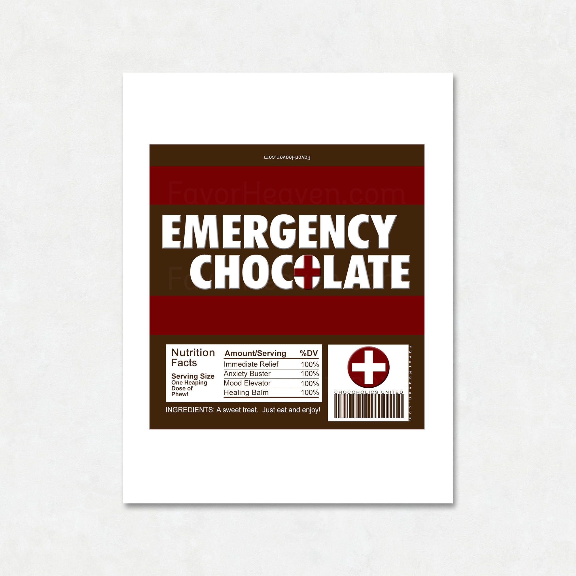 EMERGENCY CHOCOLATE Instant Download Printable Chocolate Candy Bar ...