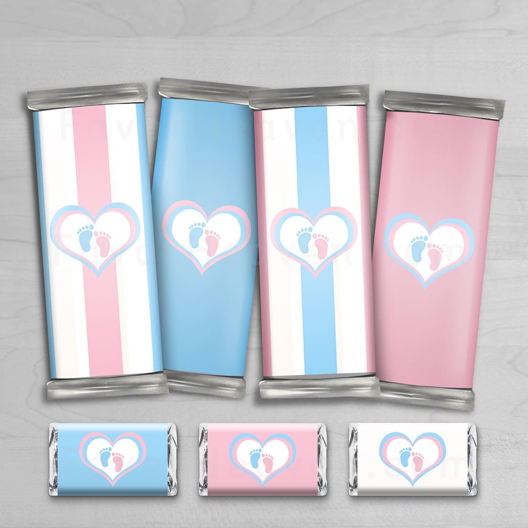 6 GENDER REVEAL | Baby Announcement | Candy Bar Gender Reveal Wrappers ...