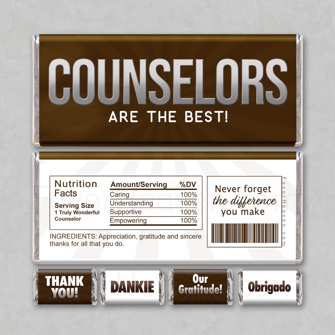 COUNSELOR THANK You Instant Download Printable Chocolate Candy Bar ...