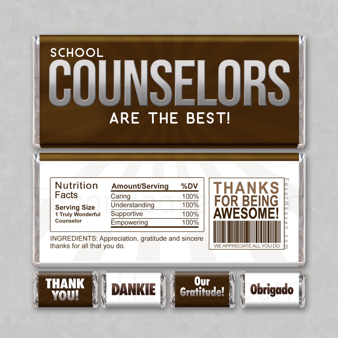 SCHOOL COUNSELOR THANK You Instant Download Printable Chocolate Candy ...