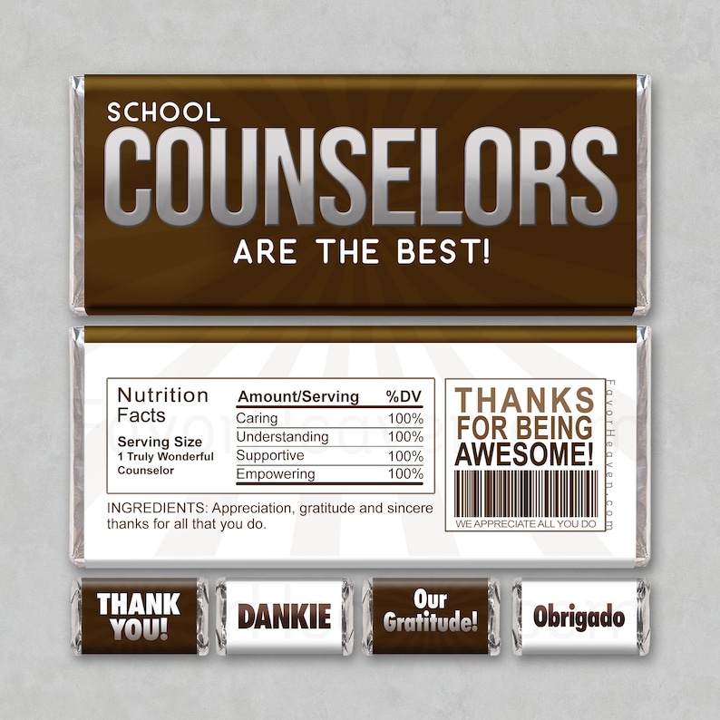 SCHOOL COUNSELOR THANK You Instant Download Printable Chocolate Candy ...
