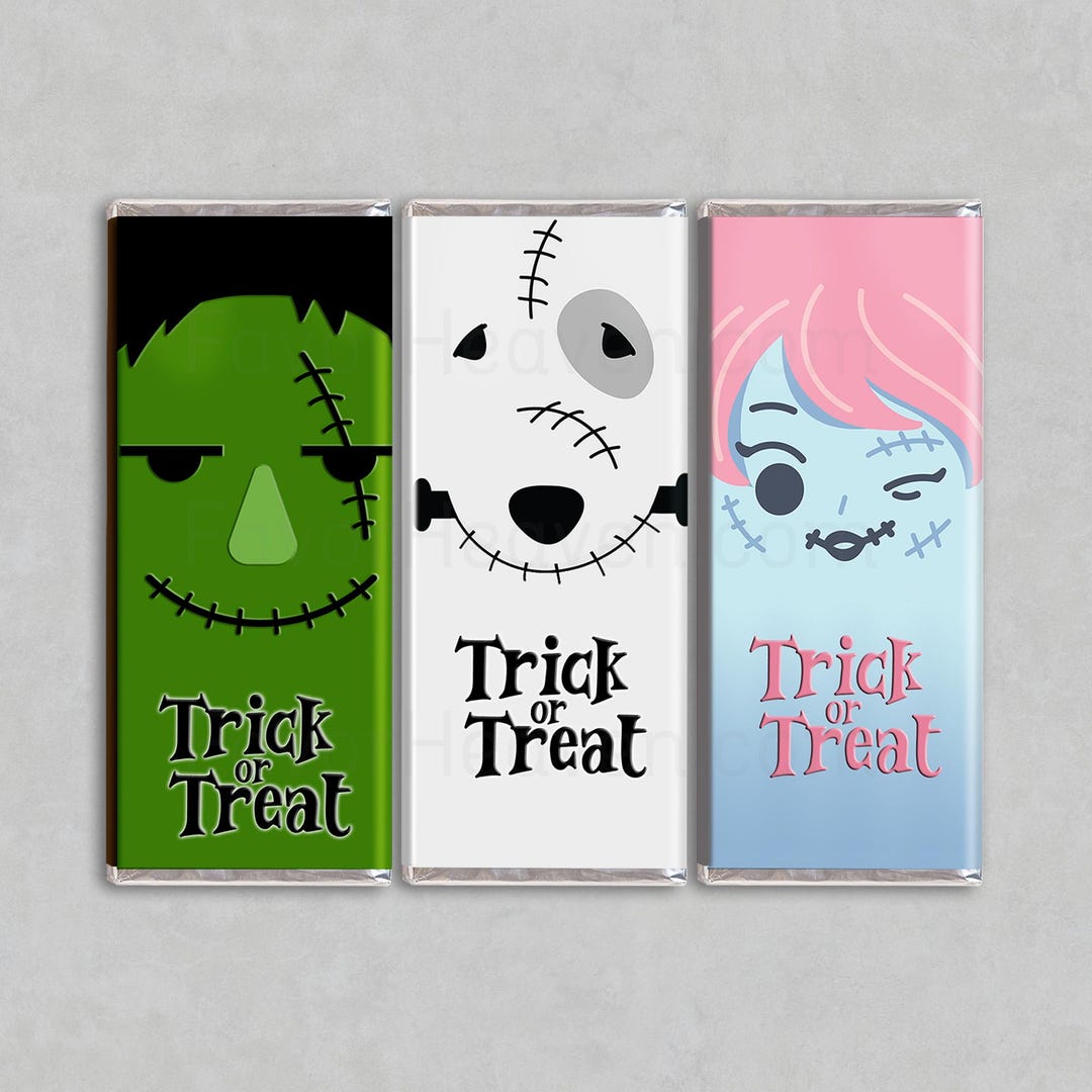 4 Digital Download Printable Halloween Chocolate Candy Bar Wrappers ...
