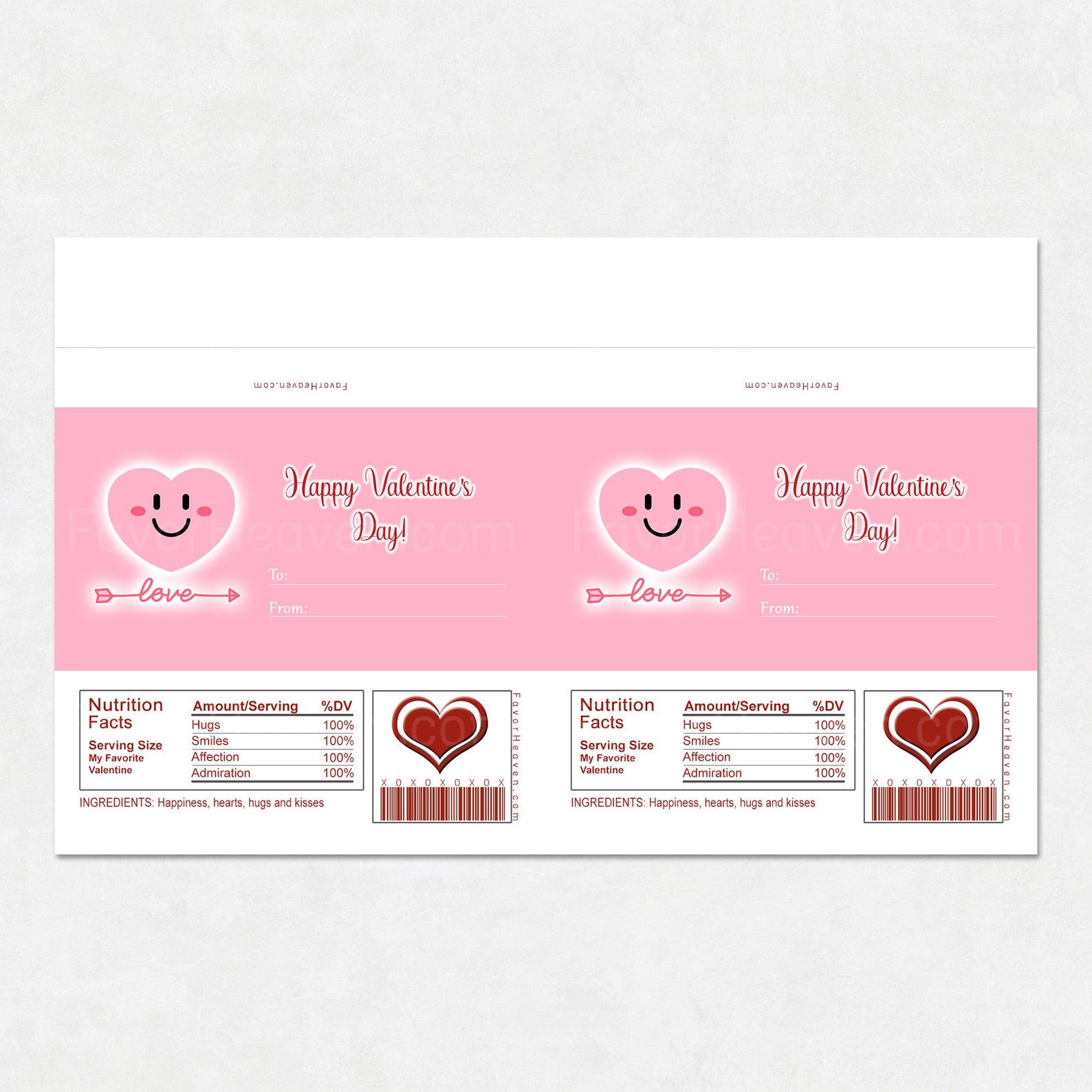 12 DIGITAL DOWNLOAD Printable Kids VALENTINE'S Day Chocolate Candy Bar ...