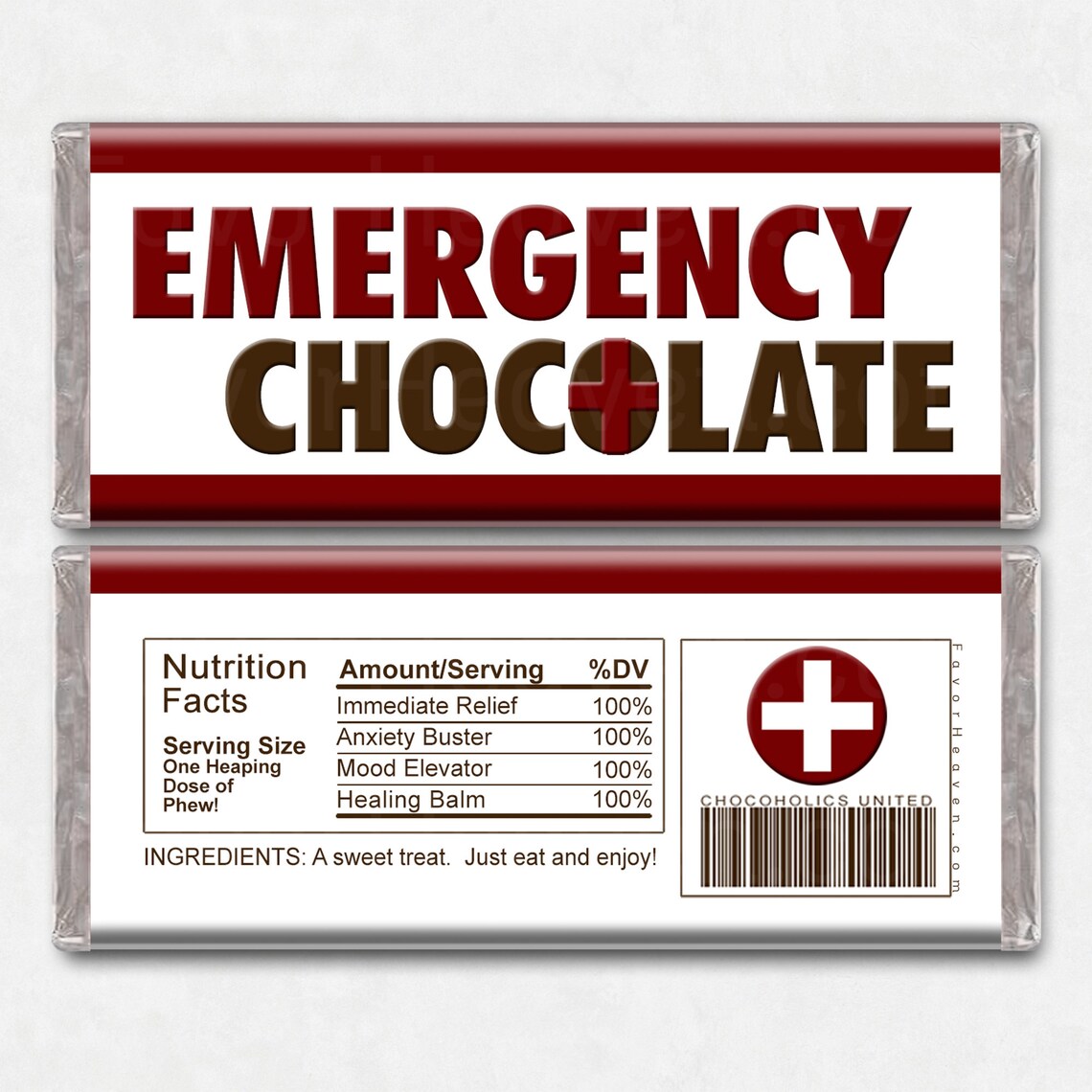 EMERGENCY CHOCOLATE Instant Download Printable Chocolate Candy Bar ...
