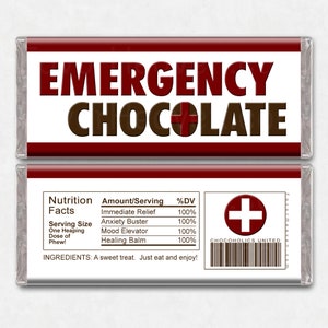 EMERGENCY CHOCOLATE Instant Download Printable Chocolate Candy Bar ...