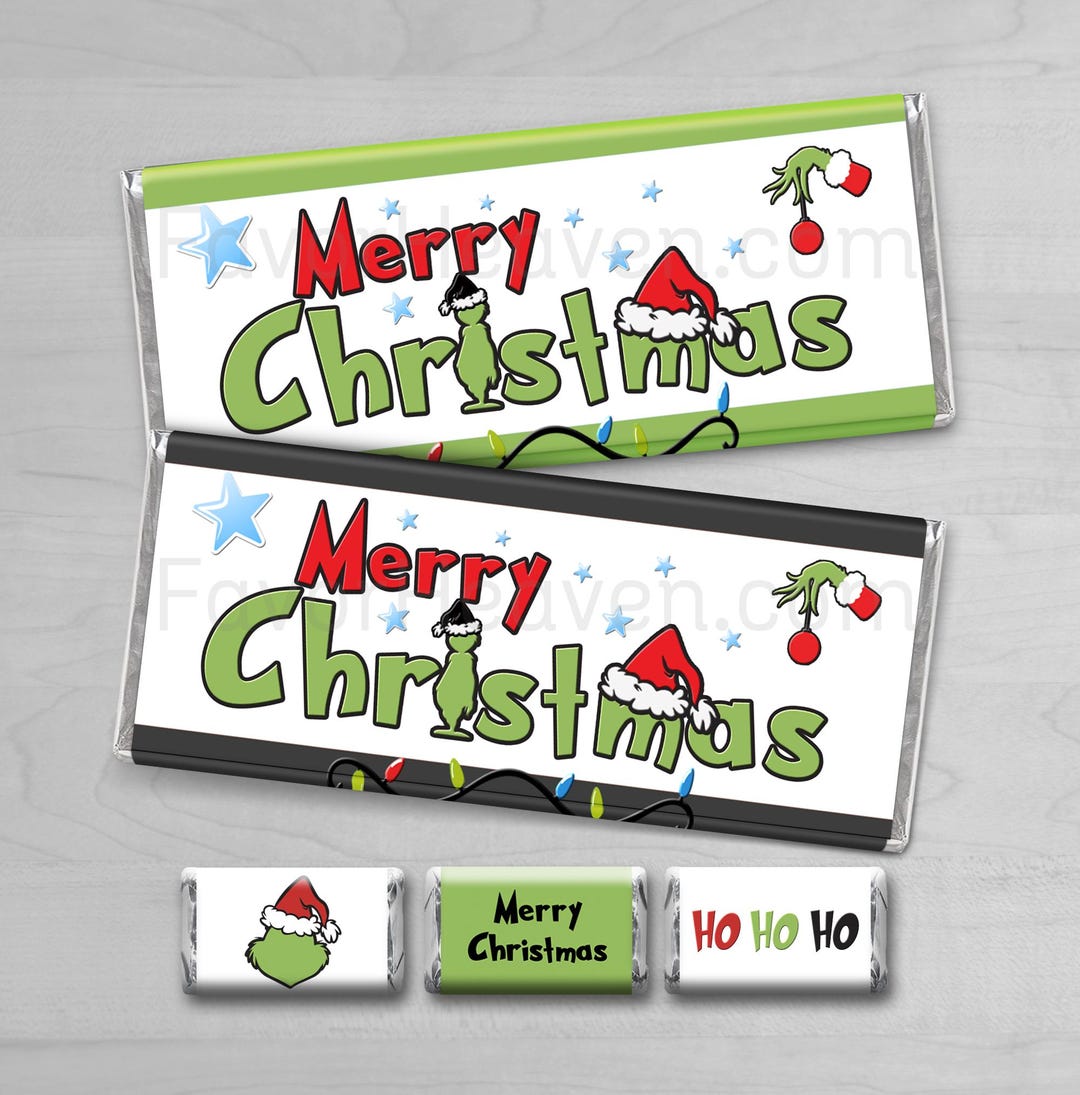 7 Digital Download Printable Christmas Chocolate Candy Bar Wrapper Set ...