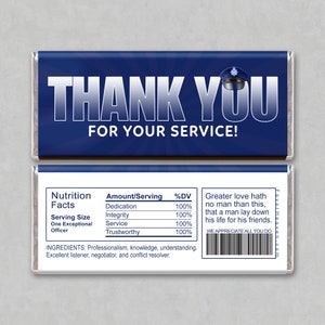 Blue POLICE OFFICER THANK You Digital Download Printable Appreciation ...