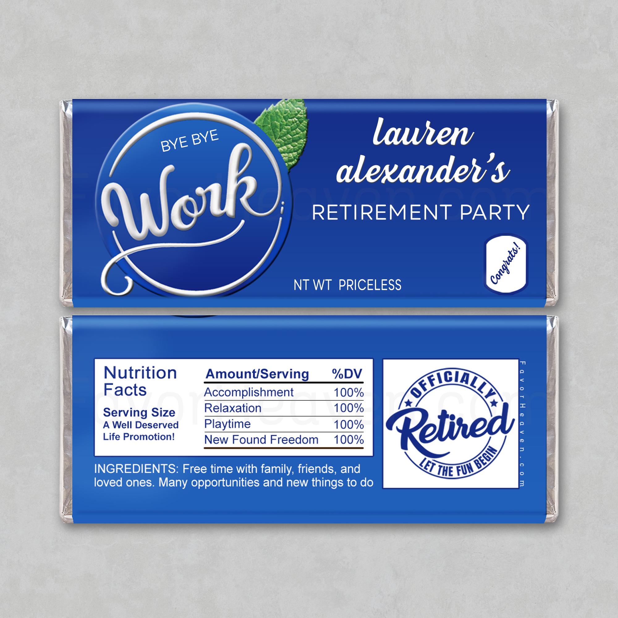 HAPPY RETIREMENT or CONGRATS! | Personalized Custom Printed Chocolate ...