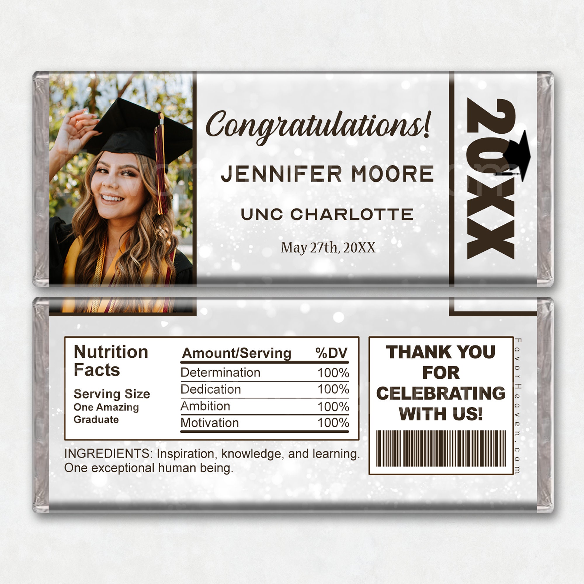24 CUSTOM PERSONALIZED PRINTED Candy Bar Wrappers Your Text Your Photo ...