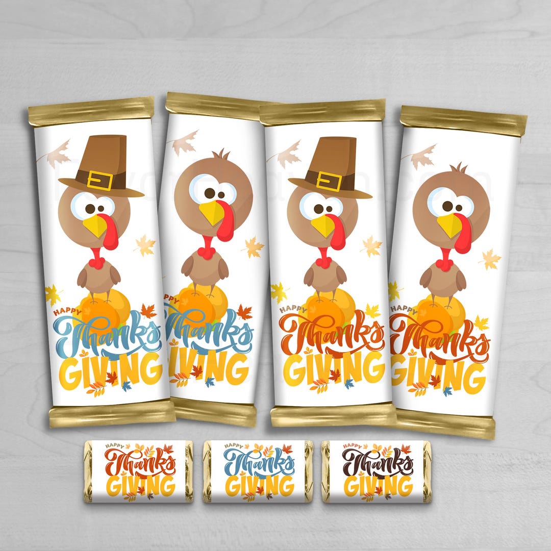 4 Designs DIGITAL DOWNLOAD Printable Happy Thanksgiving Candy Bar ...