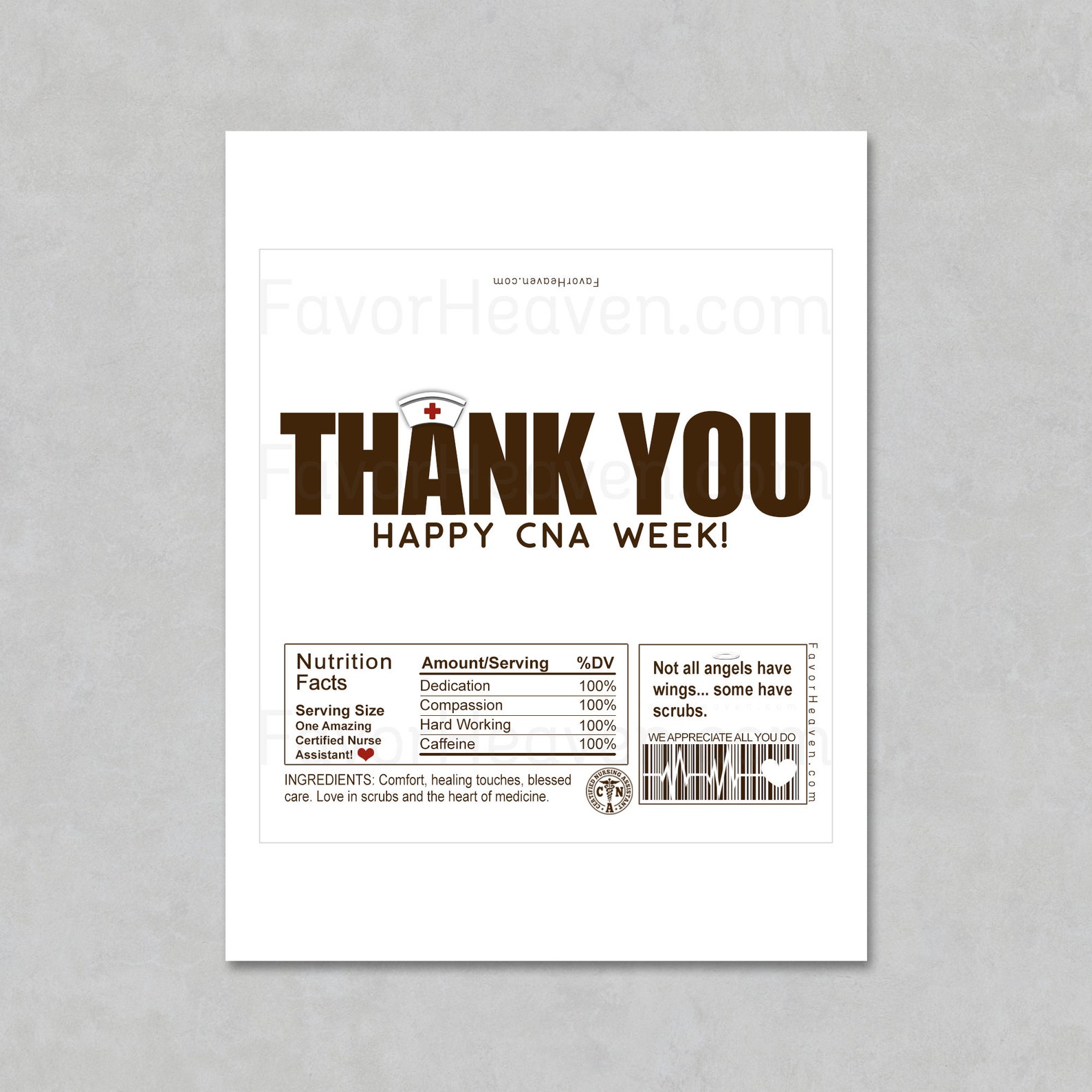 Happy CNA Appreciation Week Thank You Digital Download Candy Bar ...