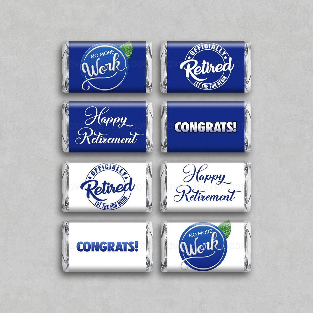 PRINTED Miniature Candy Bar Wrappers RETIREMENT Gift Party Favors ...