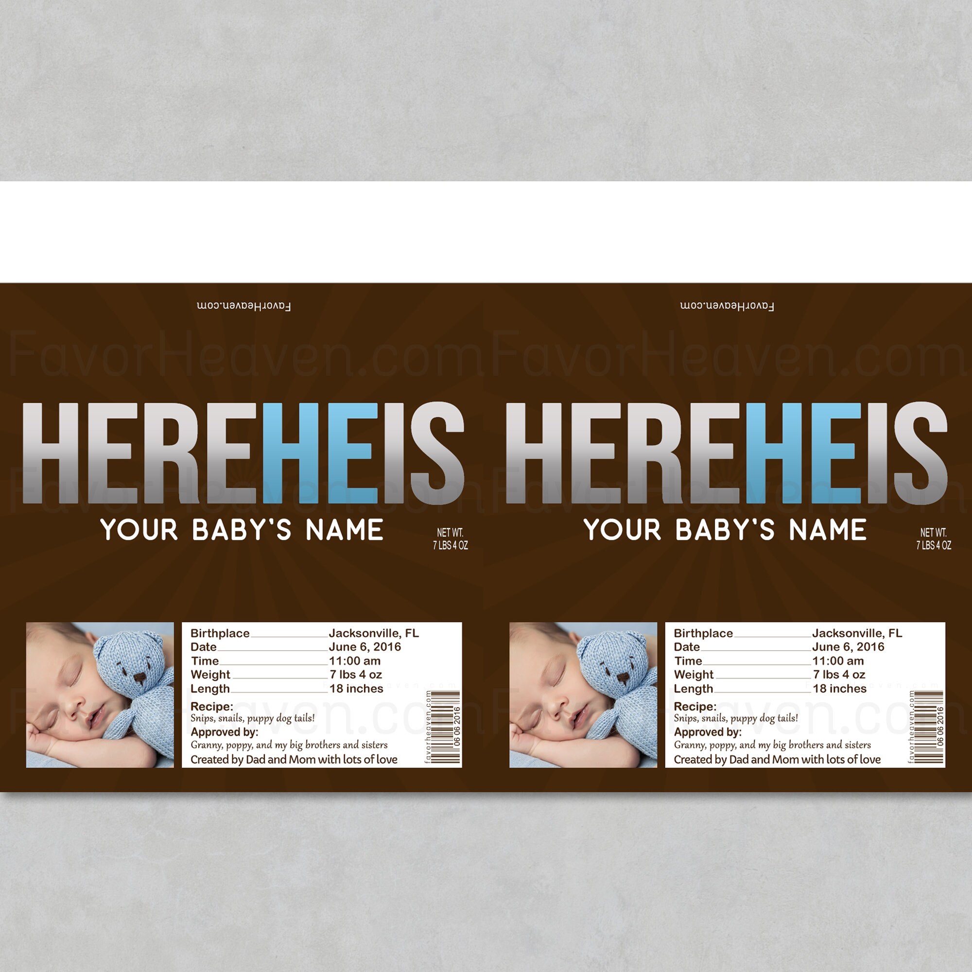BABY BIRTH ANNOUNCEMENT Personalized Custom Printed Preprinted ...