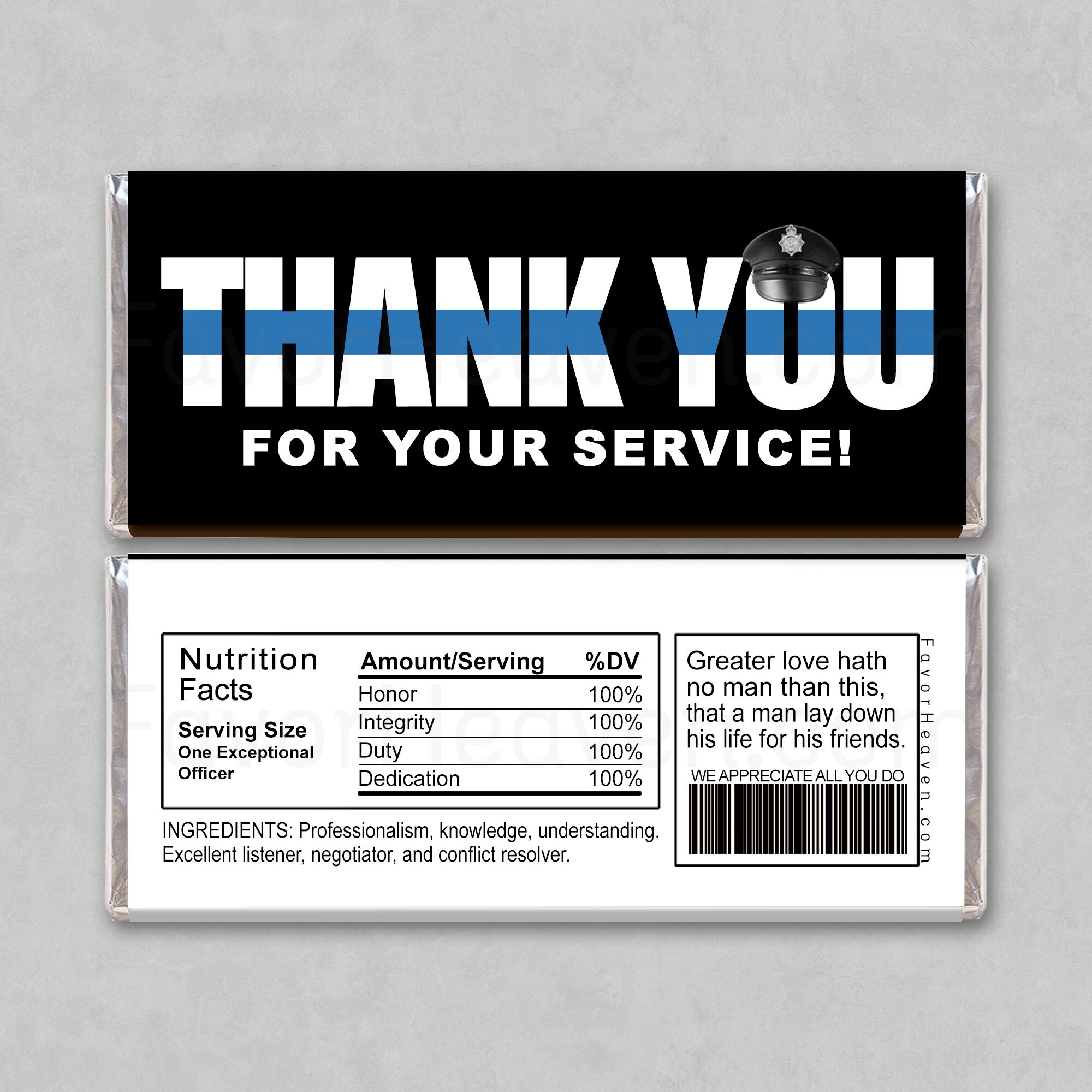 POLICE OFFICER THANK You Thin Blue Line Digital Download Printable ...