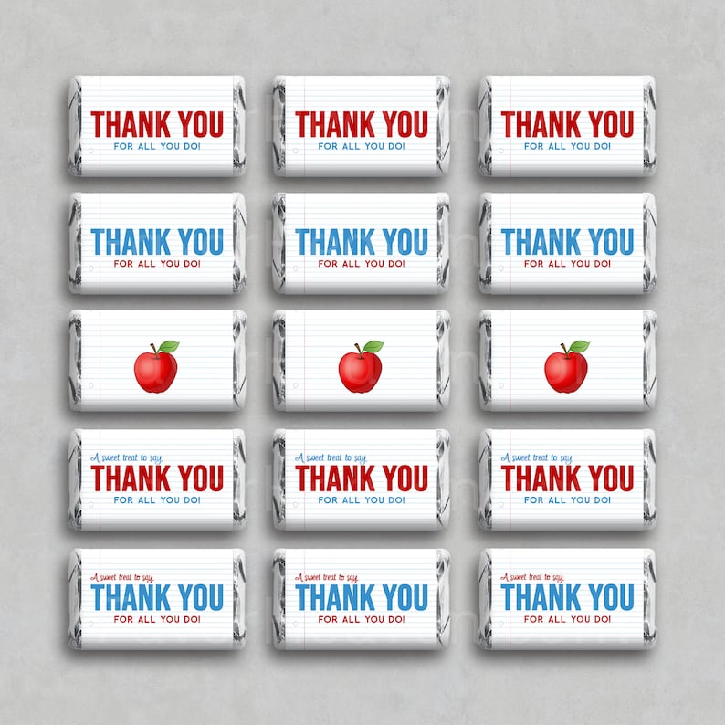 TEACHER APPRECIATION Chocolate Bar Wrapper Printable Instant Digital ...