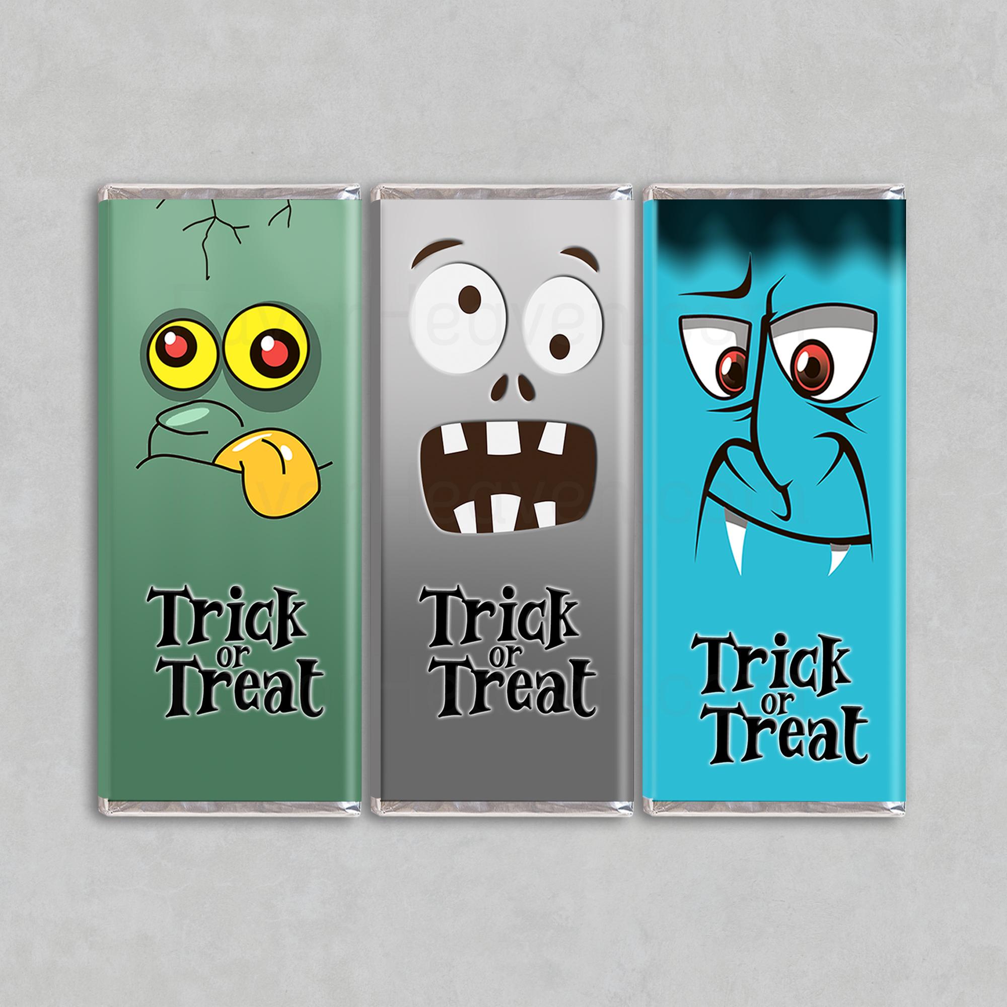 4 Digital Download Printable Halloween Chocolate Candy Bar Wrappers ...