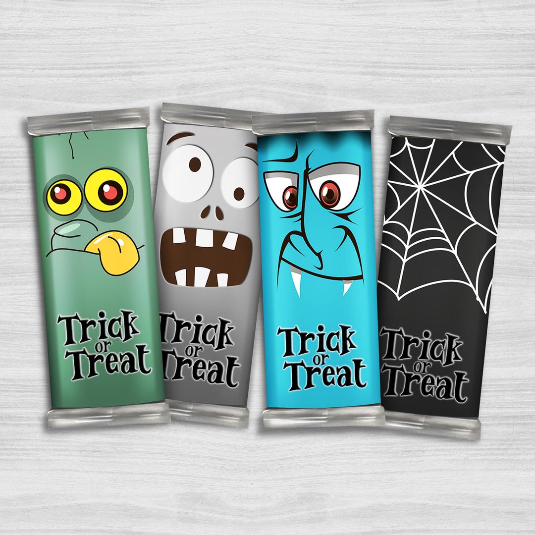 4 Digital Download Printable Halloween Chocolate Candy Bar Wrappers ...
