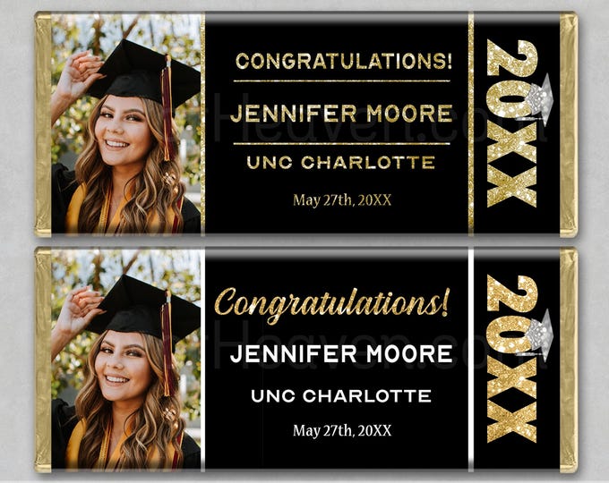 24 CUSTOM PERSONALIZED PRINTED Candy Bar Wrappers Your Text Your Photo ...