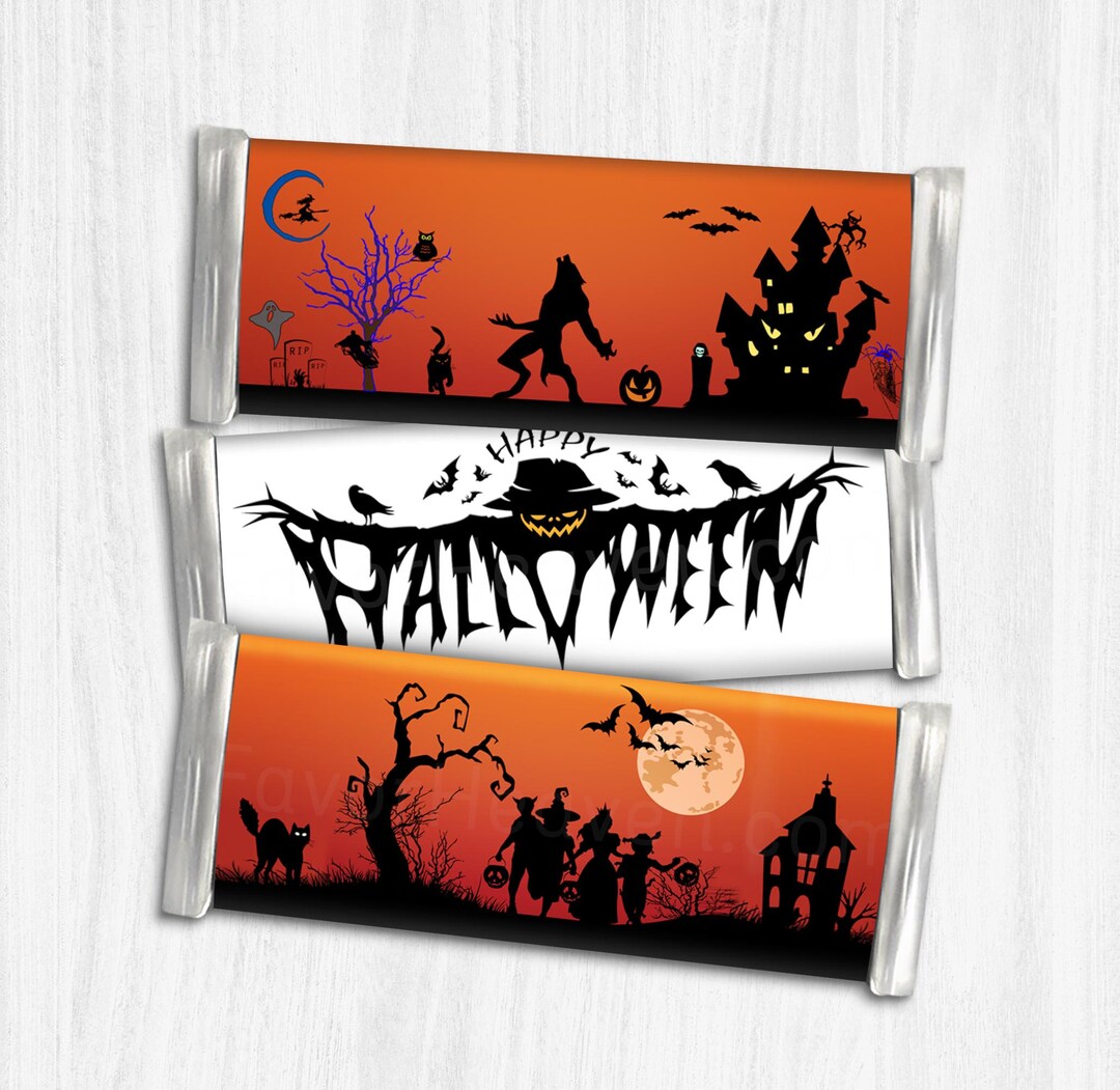 6 Digital Download Printable Halloween Chocolate Candy Bar Wrappers ...