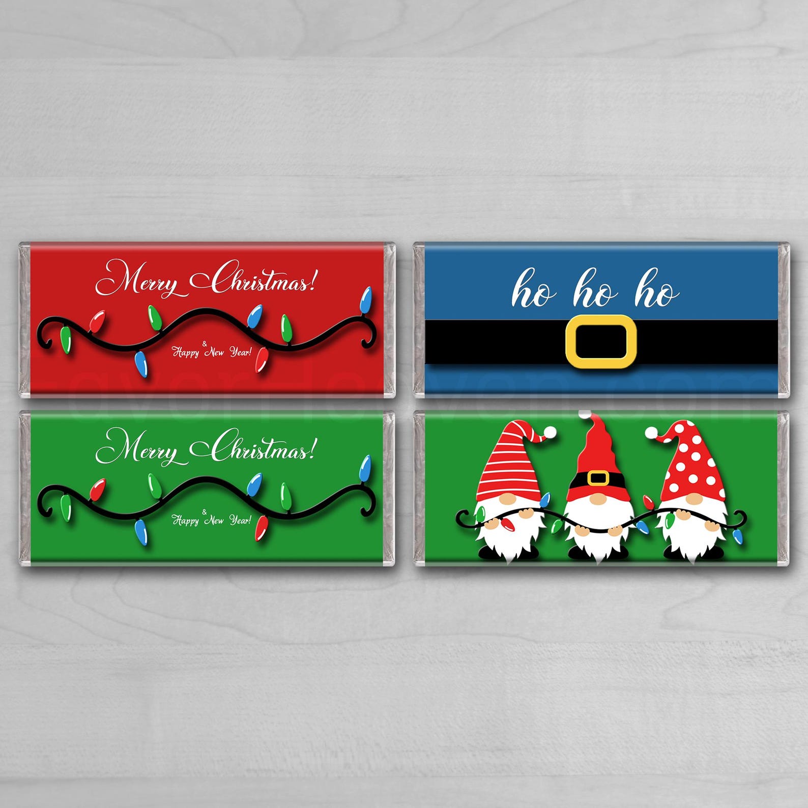 10 Digital Download Printable Christmas Gnomes Christmas Lights Red ...