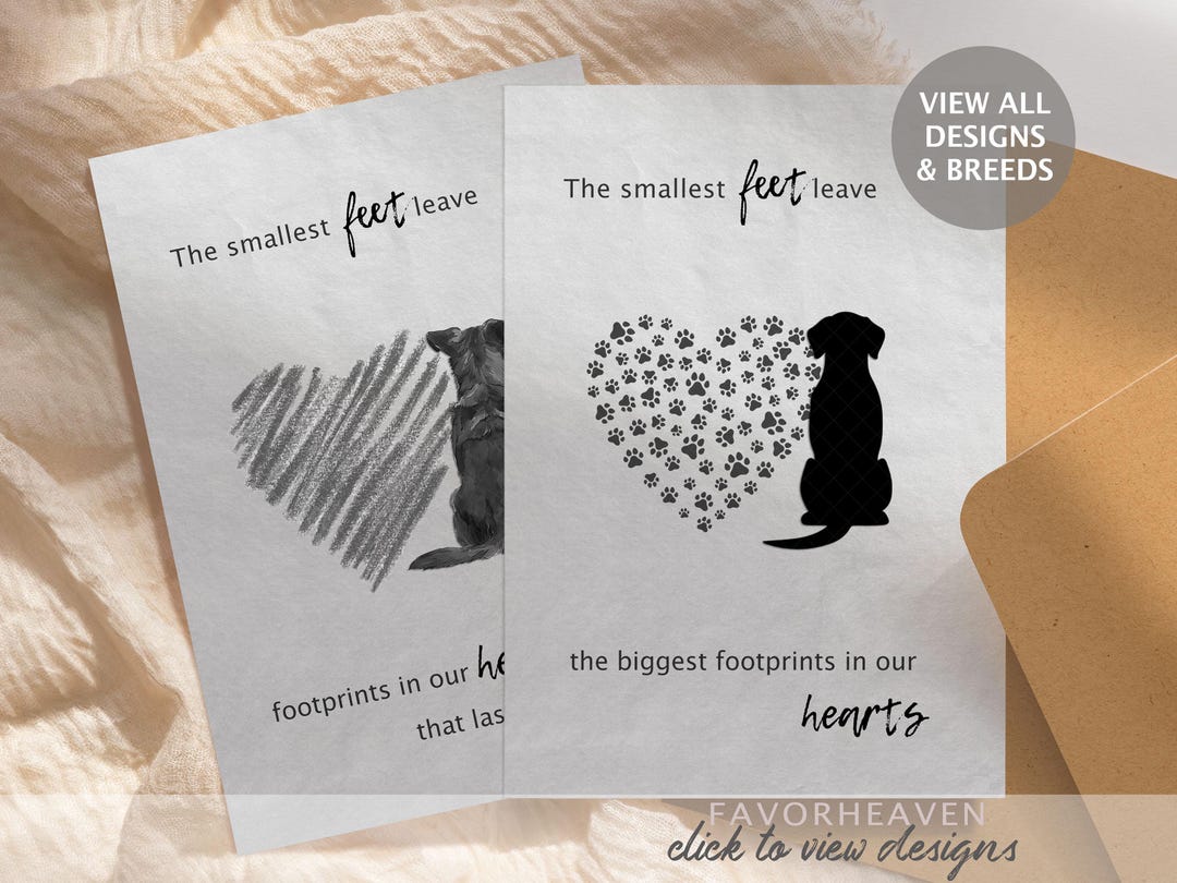 Customizable Breed Pet Sympathy Card | Biggest Footprints in Hearts ...