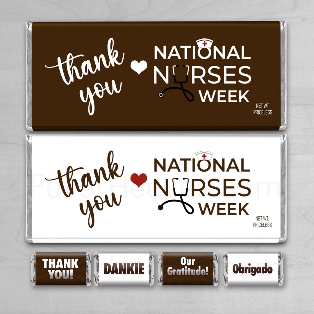 NURSE THANK YOU Digital Download Printable Appreciation Chocolate Candy ...