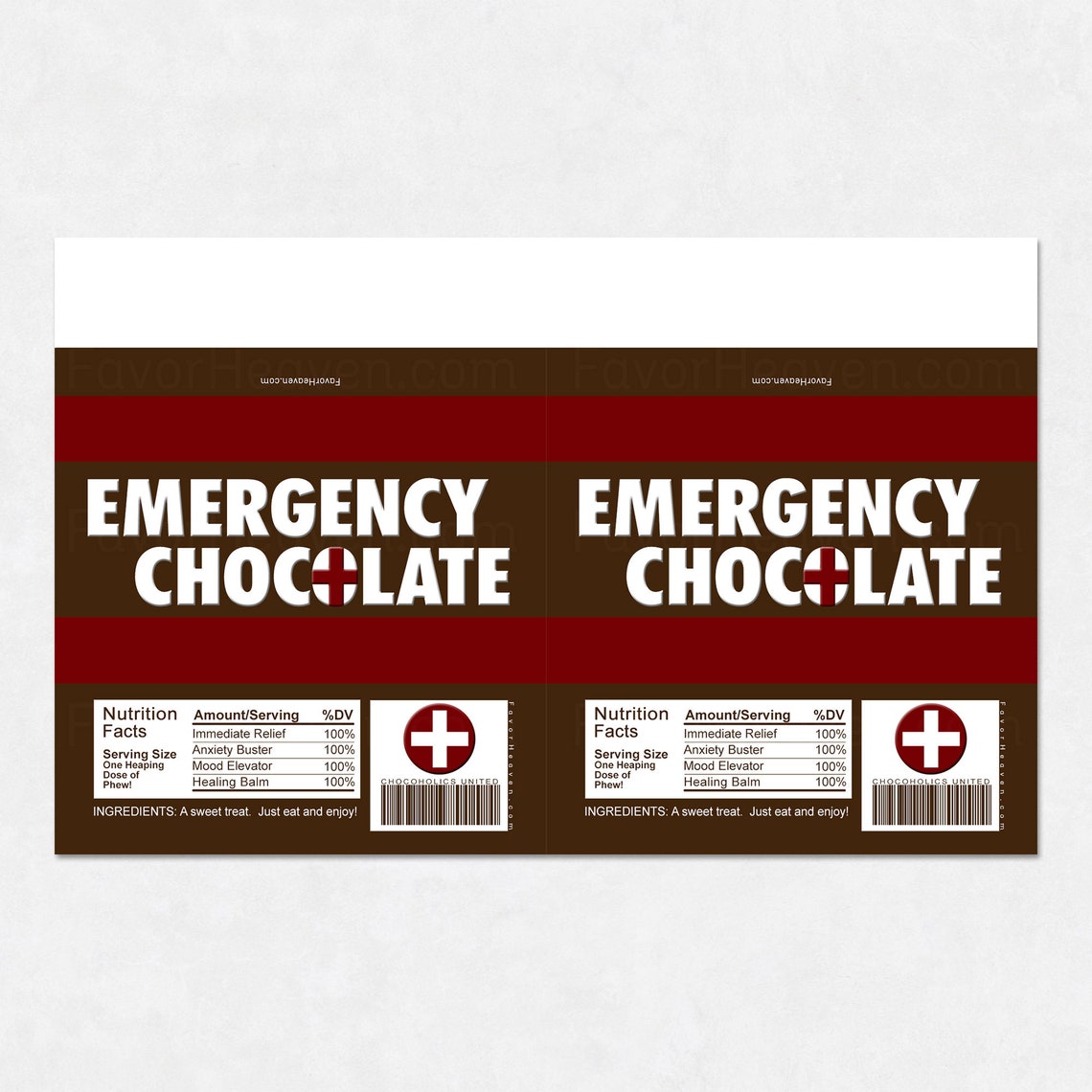 EMERGENCY CHOCOLATE Instant Download Printable Chocolate Candy Bar ...
