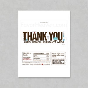 Medical Assistant Appreciation Bar Digital Download Candy Bar Wrapper ...