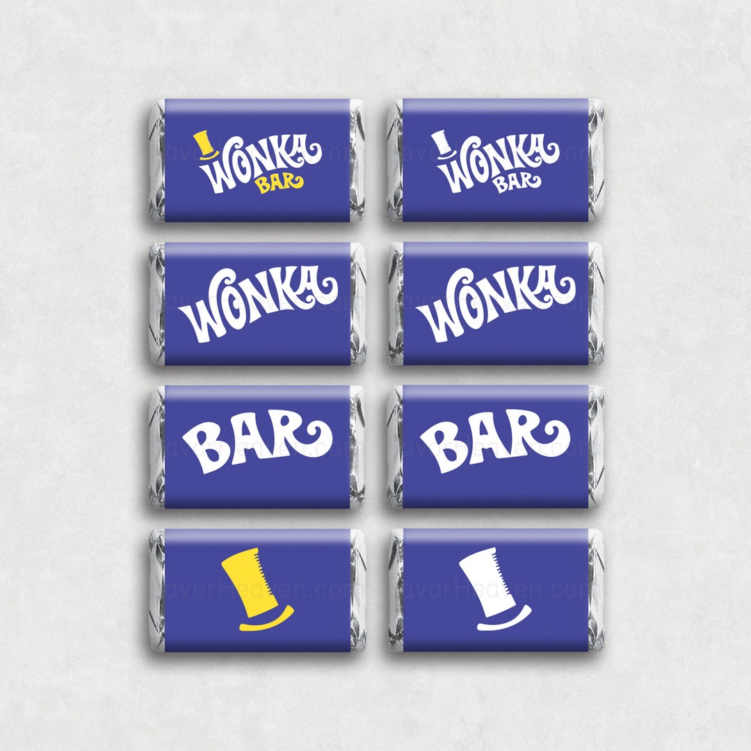 15 Pack Set Willy Wonka Bar Miniature Chocolate Candy Bar Wrappers ...