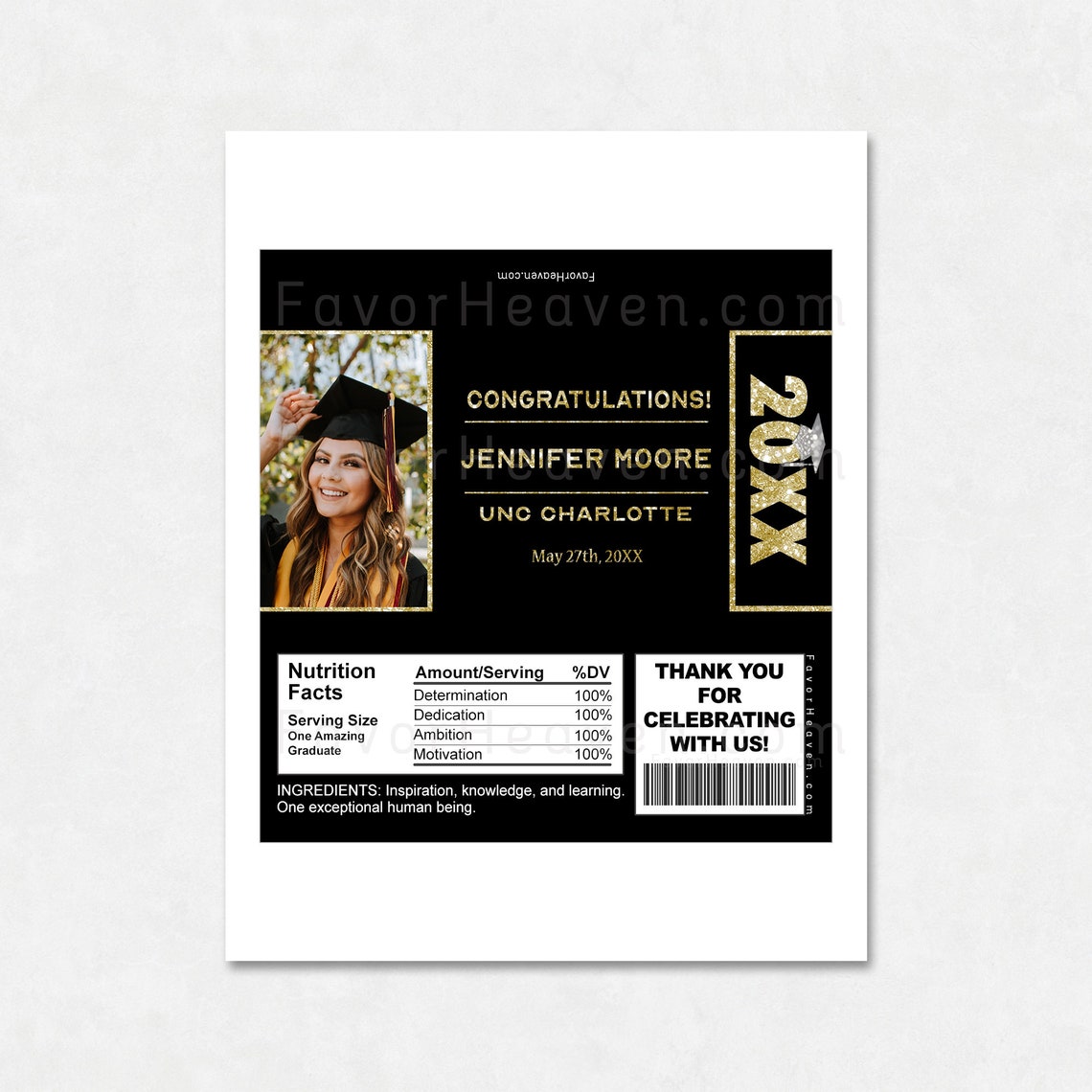 24 CUSTOM PERSONALIZED PRINTED Candy Bar Wrappers Your Text Your Photo ...