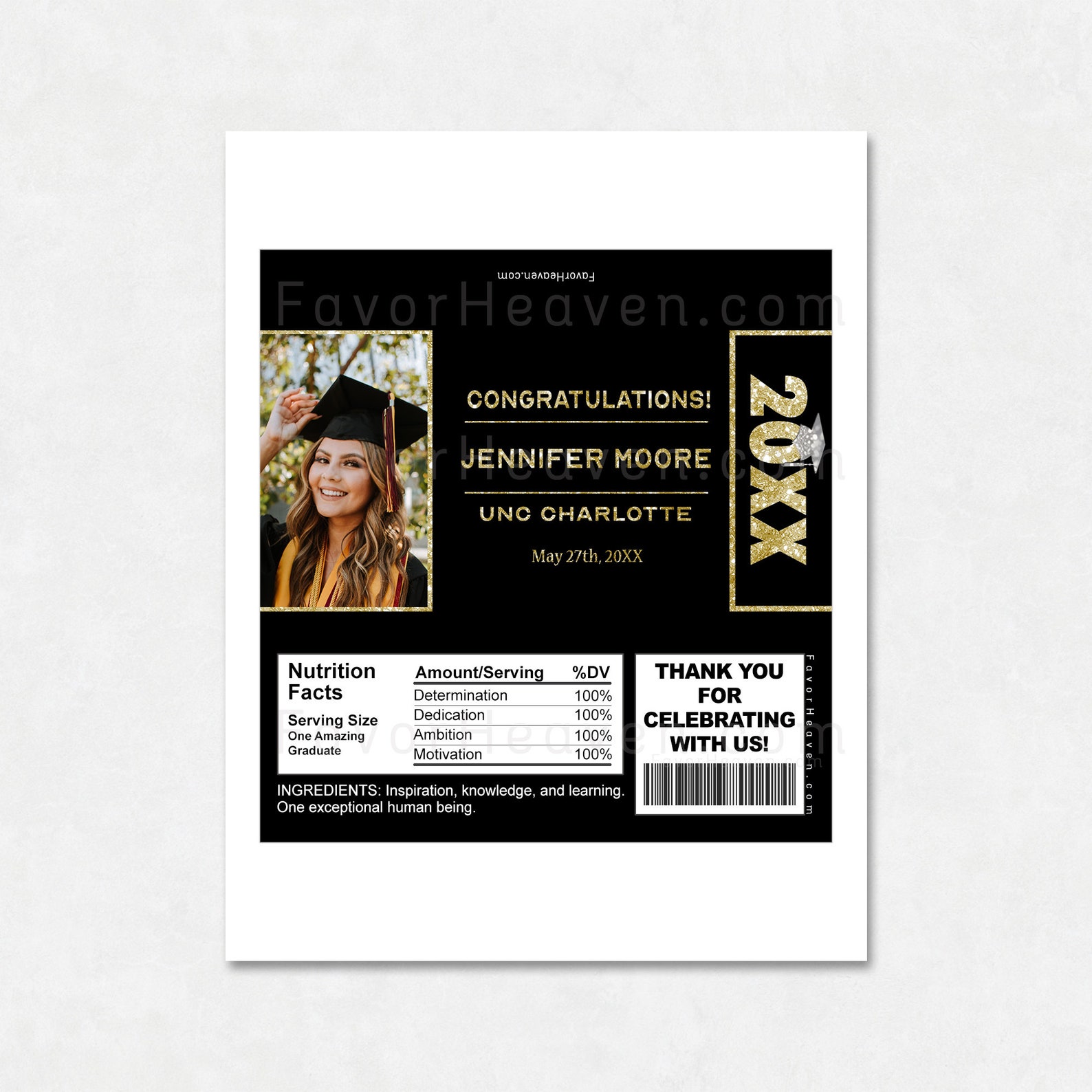 24 CUSTOM PERSONALIZED PRINTED Candy Bar Wrappers Your Text Your Photo ...