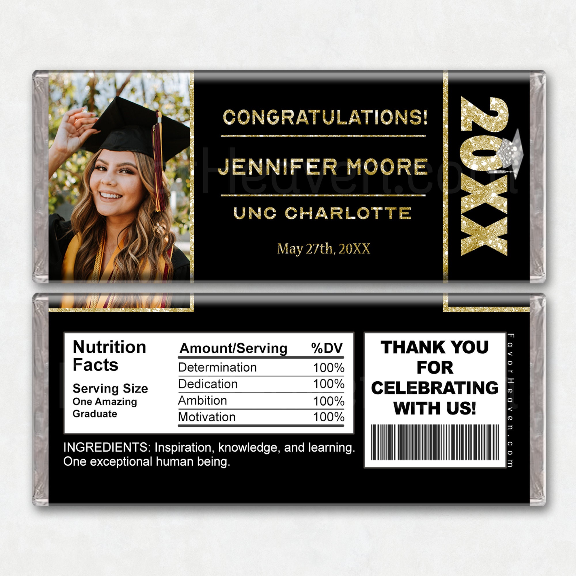 24 CUSTOM PERSONALIZED PRINTED Candy Bar Wrappers Your Text Your Photo ...