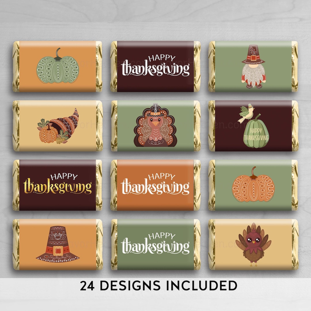 30 Digital Download Thanksgiving Miniature Candy Bar Wrappers | Dinner ...