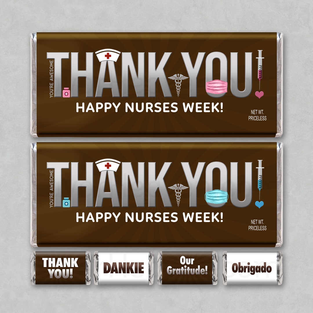 NURSE THANK YOU Digital Download Printable Appreciation Chocolate Candy ...