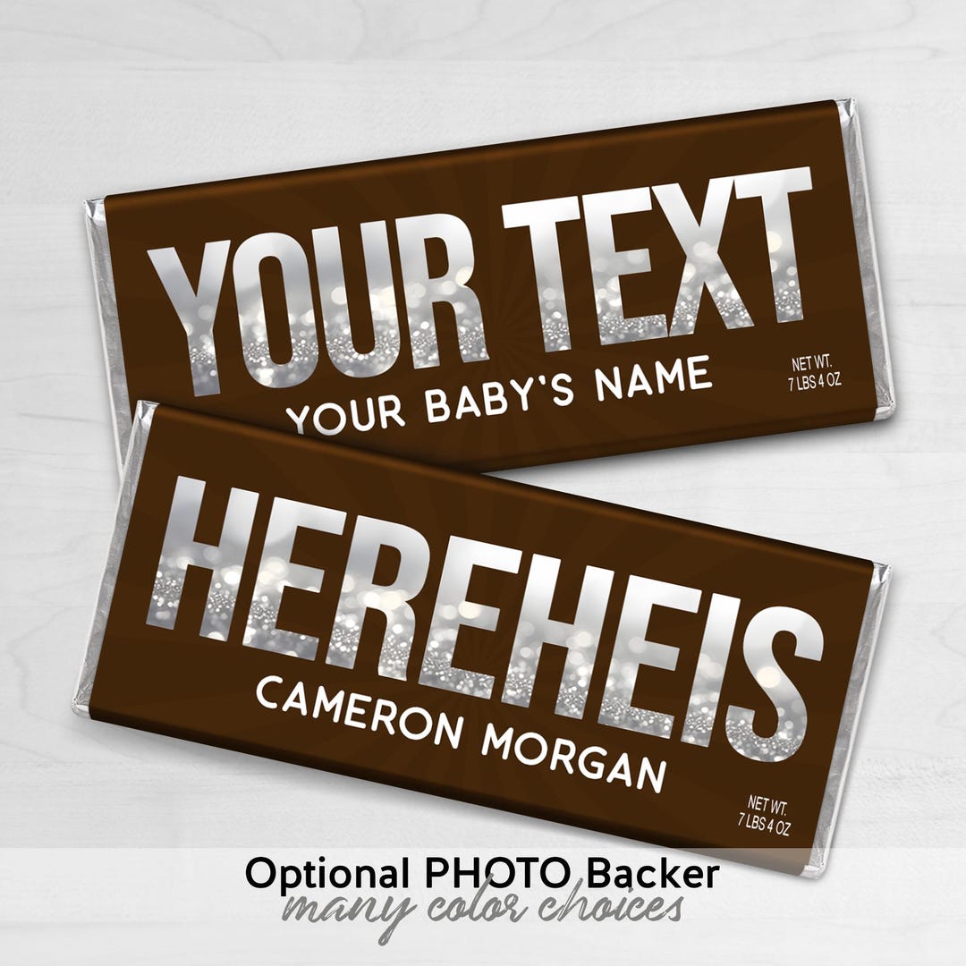 PRINTED BABY Announcement | Custom Birth Announcement Candy Bar Wrapper ...