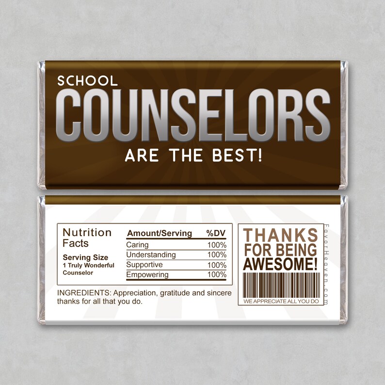 SCHOOL COUNSELOR THANK You Instant Download Printable Chocolate Candy ...