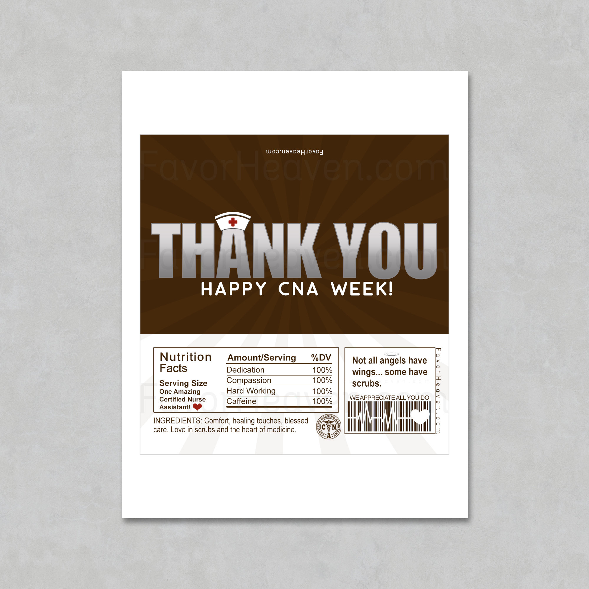 Happy CNA Appreciation Week Thank You Digital Download Candy Bar ...