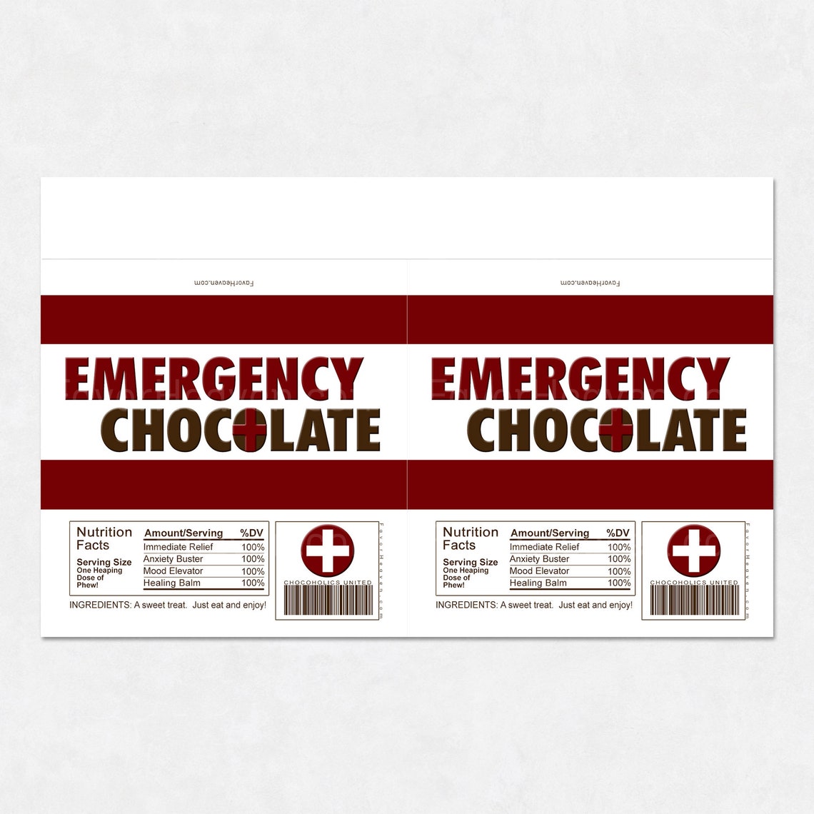 EMERGENCY CHOCOLATE Instant Download Printable Chocolate Candy Bar ...