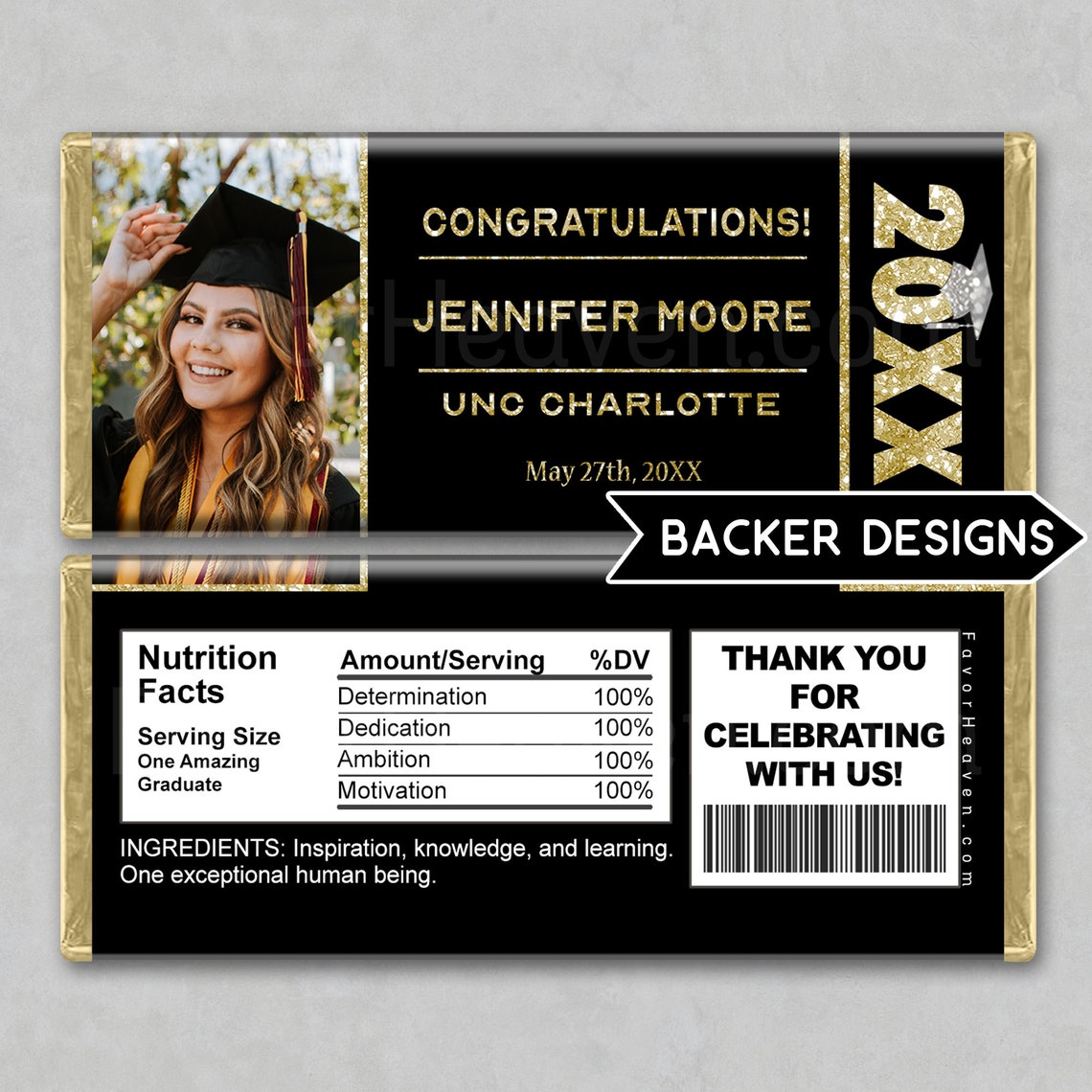 24 CUSTOM PERSONALIZED PRINTED Candy Bar Wrappers Your Text Your Photo ...