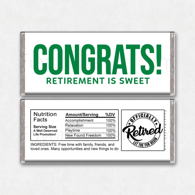 CONGRATS | RETIREMENT is Sweet | Digital Download | Candy Bar Wrappers ...