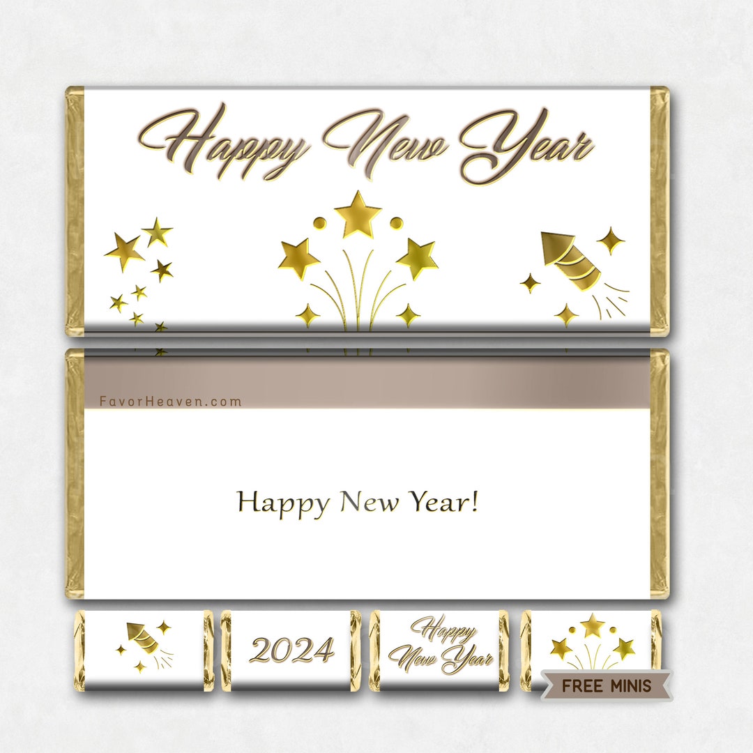 Instant Download Printable HAPPY NEW Year Chocolate Candy Bar Wrappers ...