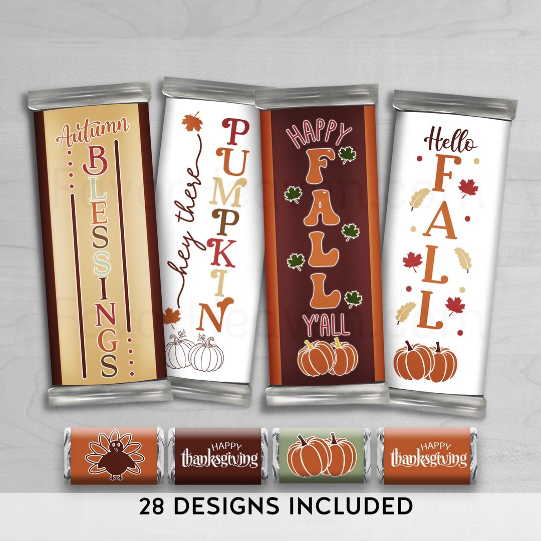 24 Designs DIGITAL DOWNLOAD Printable Happy Thanksgiving Candy Bar ...