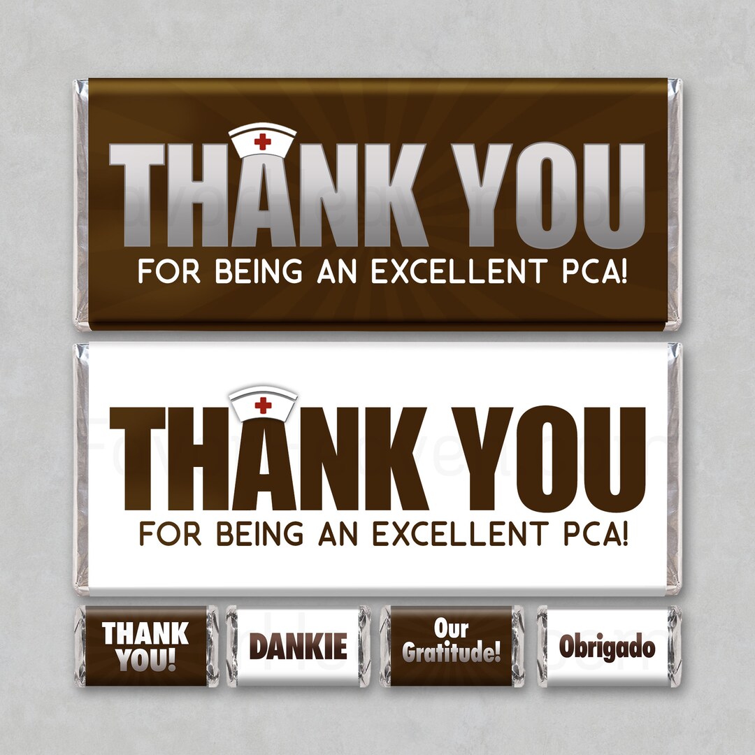 PCA Personal Care Assistant Appreciation Bar Digital Download Candy Bar ...