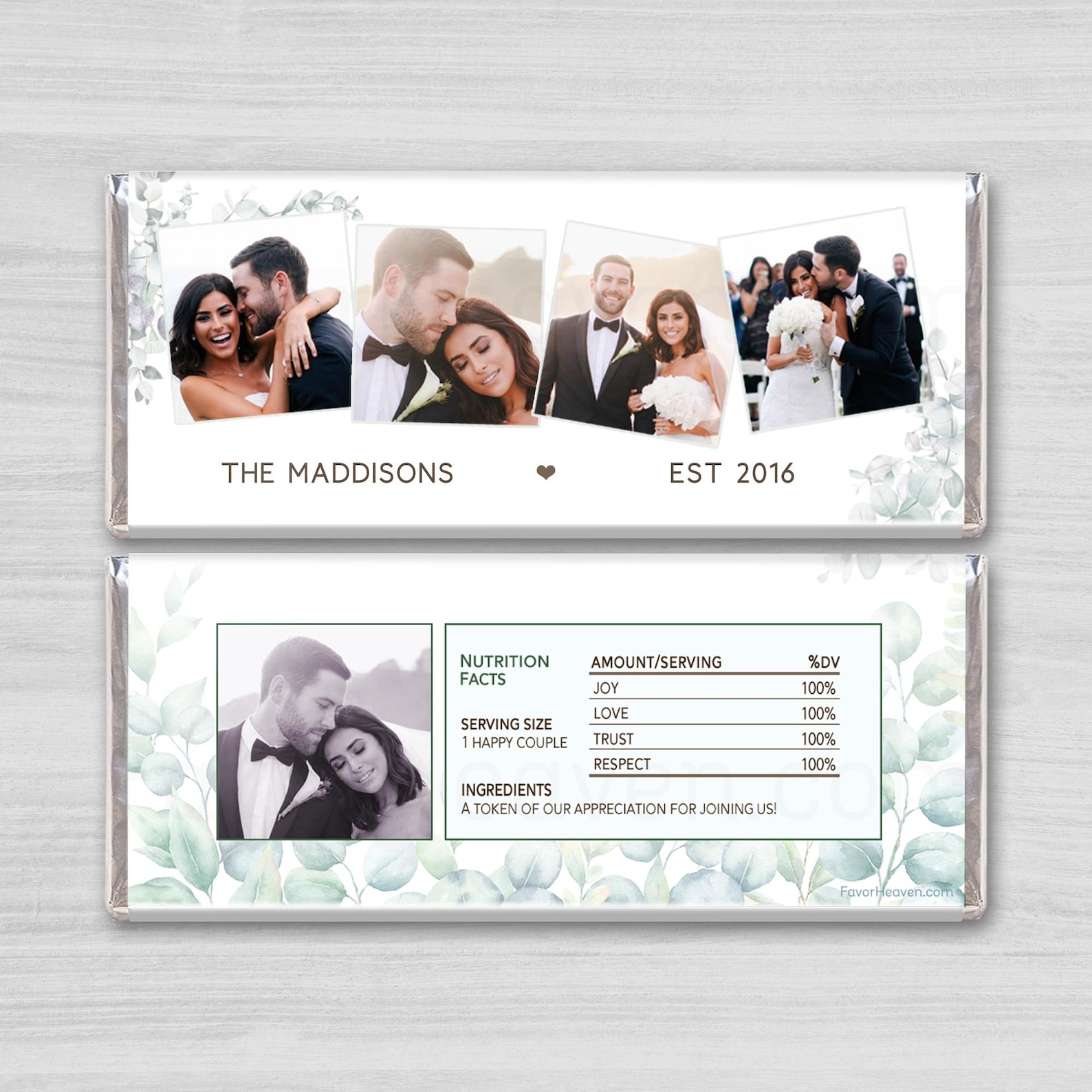CUSTOM PERSONALIZED PRINTED Candy Bar Wrapper Wedding Favors | Printed ...