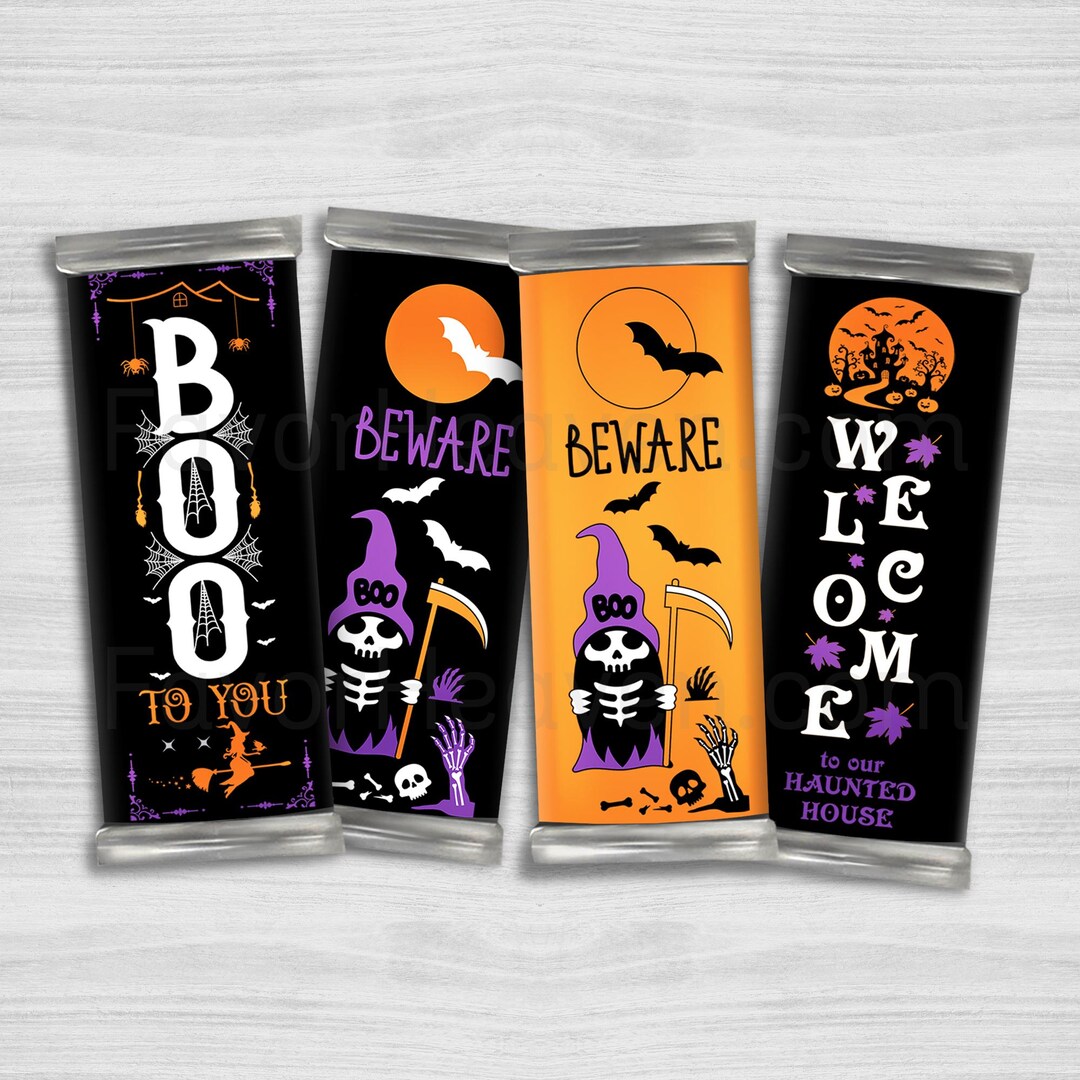 6 Digital Download Printable Halloween Chocolate Candy Bar Wrappers ...