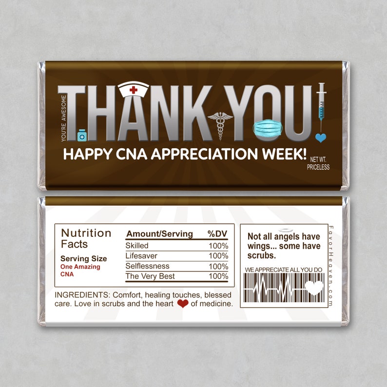 Happy CNA Appreciation Week Thank You Digital Download Candy Bar ...