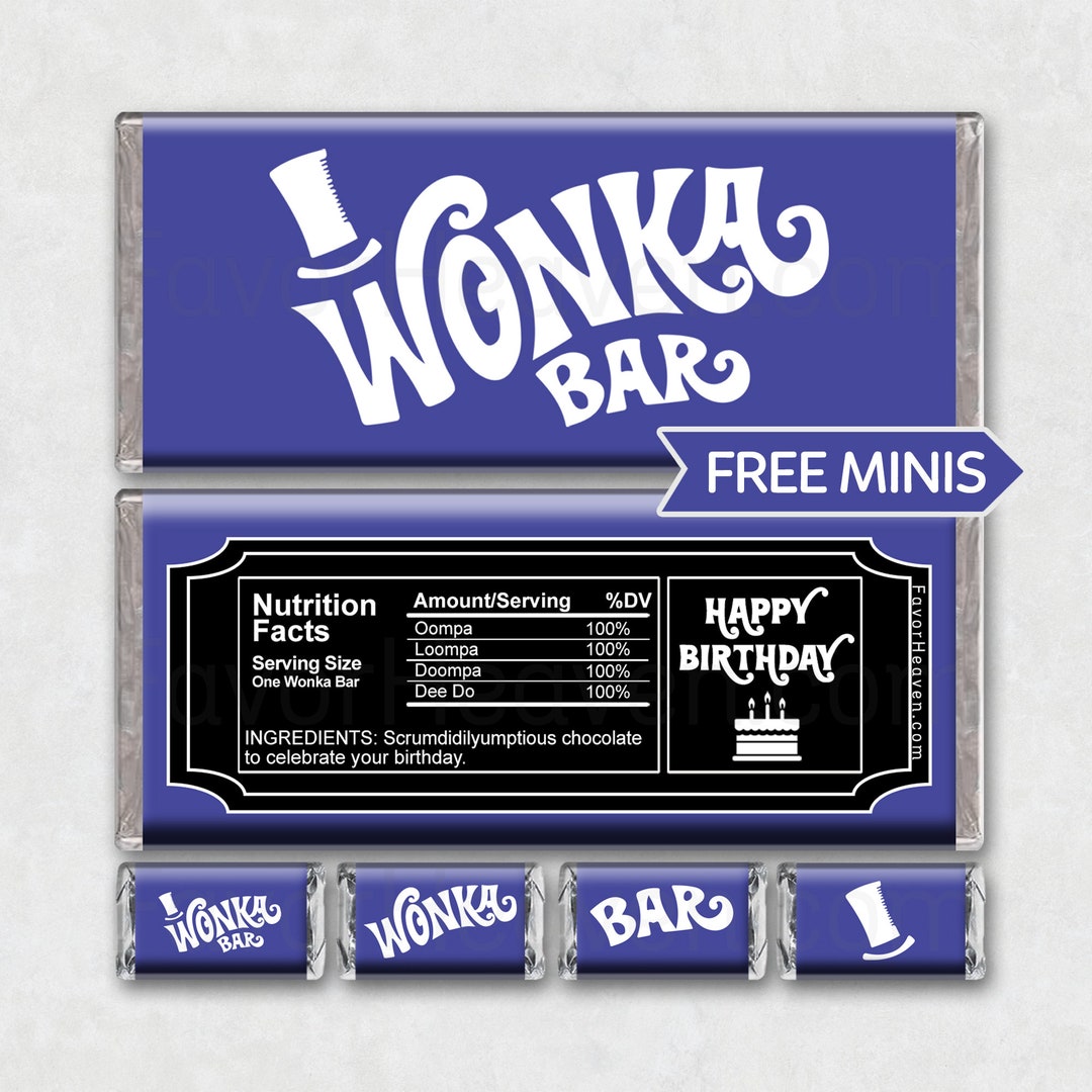 HAPPY BIRTHDAY Instant Digital Download Printable Willy Wonka Chocolate ...